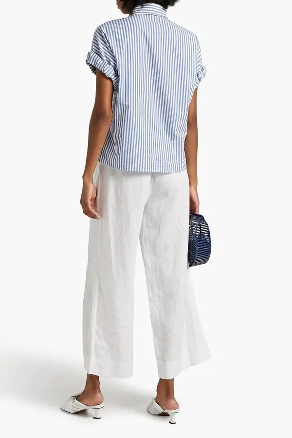 Stateside Striped Cotton Poplin Shirt With Twist Front