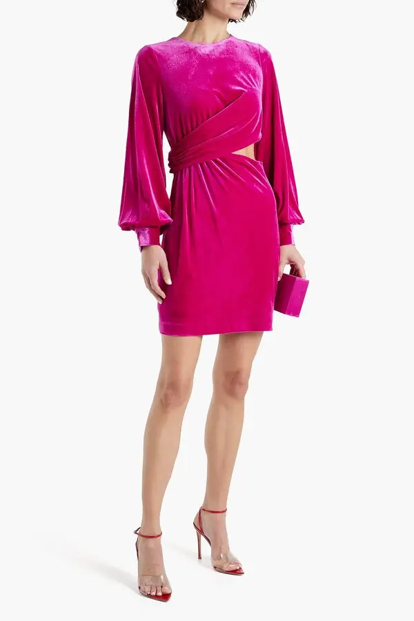 one33 social pink dress ONE33 Social Women's The Lila Printed High Low Halter Gown - Pink