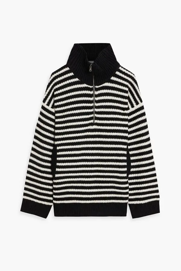 Equipment Bowee Striped Wool And Cashmereblend Halfzip Sweater
