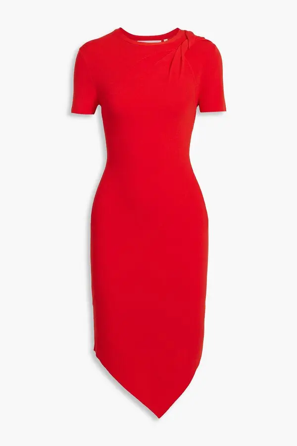 Helmut Lang Asymmetric Twisted Ribbed Knit Dress