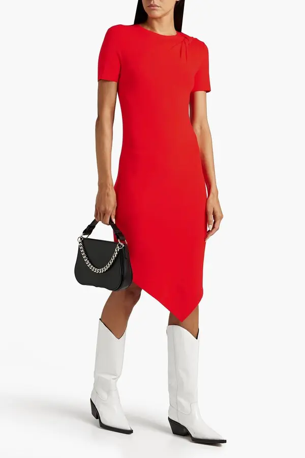 Helmut Lang Asymmetric Twisted Ribbed Knit Dress
