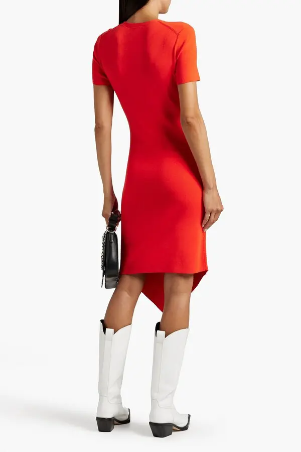Helmut Lang Asymmetric Twisted Ribbed Knit Dress