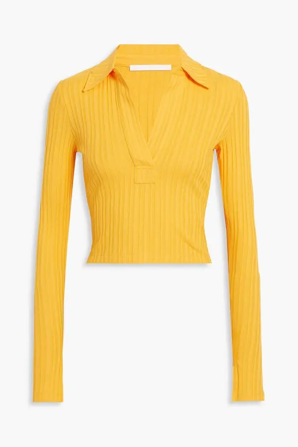 Helmut Lang Cropped Ribbed Cottonjersey Top - Orange
