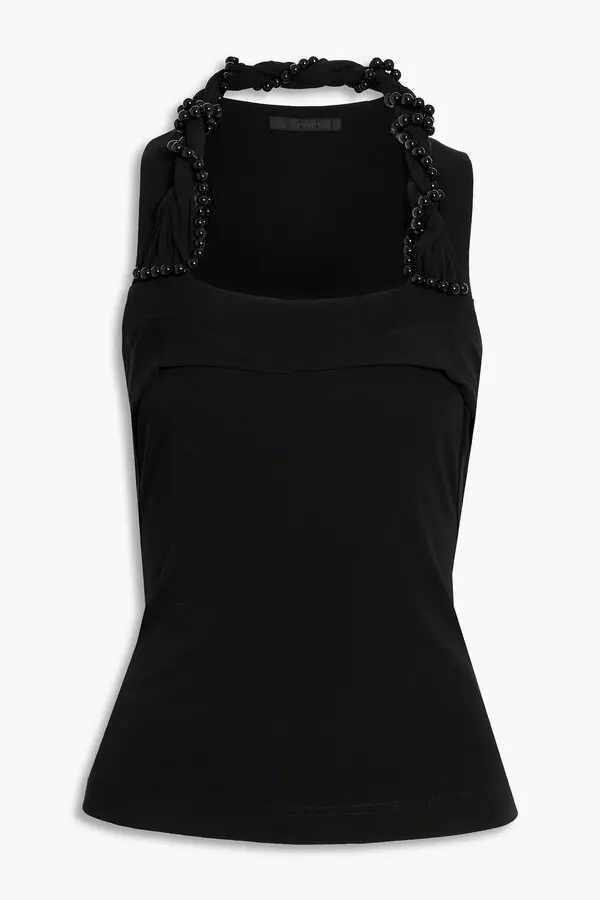 Helmut Lang Embellished Twisted Jersey Top