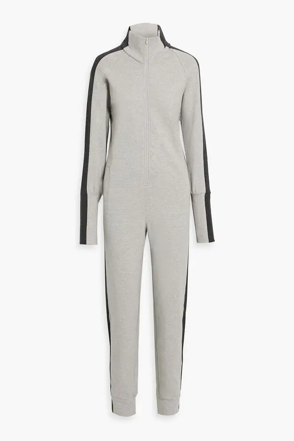 Norma Kamali Appliquéd Stretchcotton Jersey Jumpsuit - Light Gray