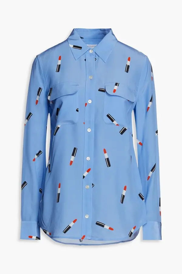 Equipment Slim Signature Printed Washed Silk Shirt