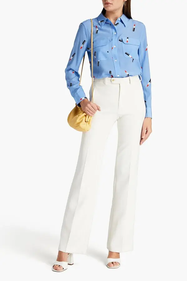 Equipment Slim Signature Printed Washed Silk Shirt