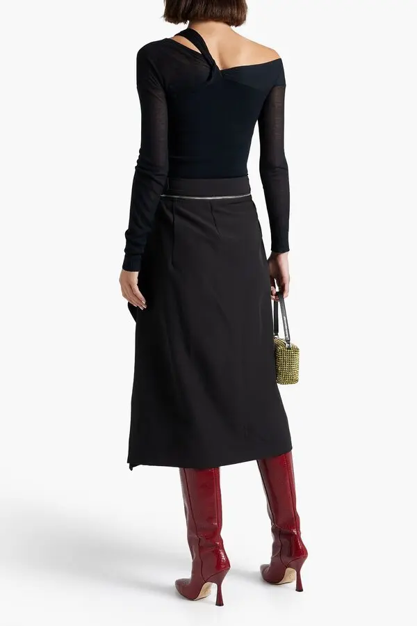 Helmut Lang Oneshoulder Ribbed Knitpaneled Jersey Top