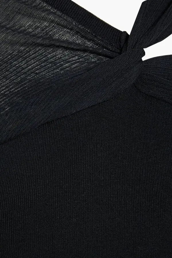 Helmut Lang Oneshoulder Ribbed Knitpaneled Jersey Top