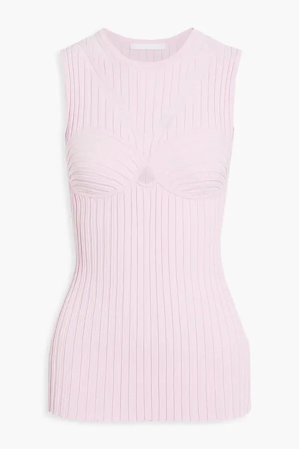 Helmut Lang Cutout Ribbed Jersey Top