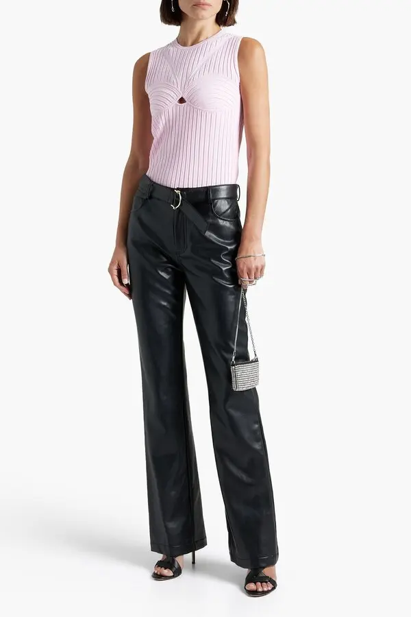 Helmut Lang Cutout Ribbed Jersey Top