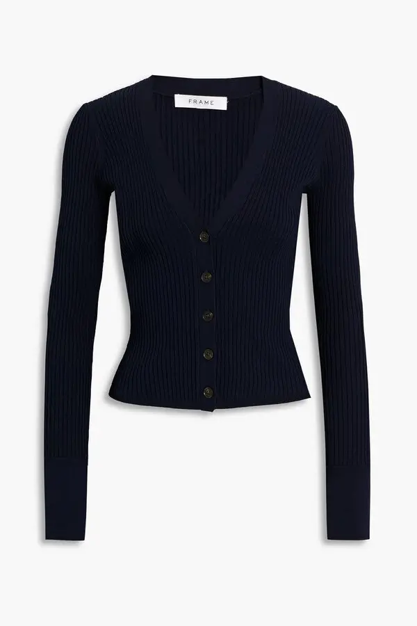 FRAME Ribbedknit Cardigan - Navy
