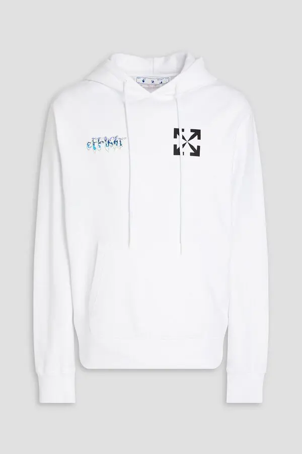 Off-White Printed Cotton-fleece Hoodie - White