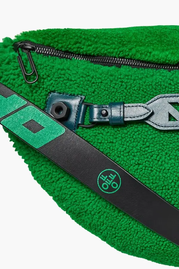 Off-White Appliquéd Leathertrimmed Shearling Belt Bag