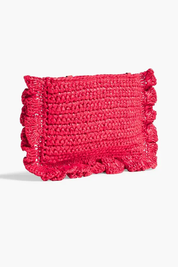 Red Valentino Rock Ruffle Raffia Shoulder Bag