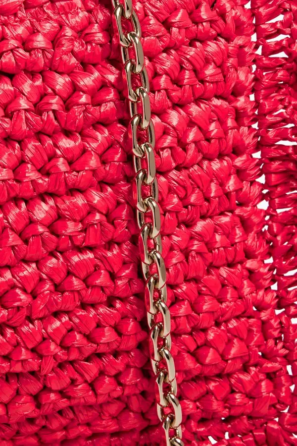 Red Valentino Rock Ruffle Raffia Shoulder Bag