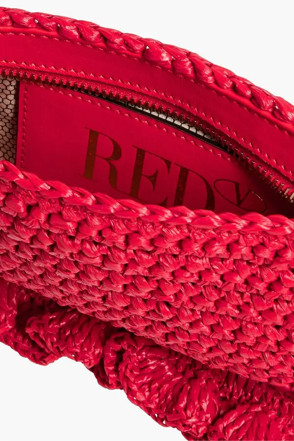 Red Valentino Rock Ruffle Raffia Shoulder Bag