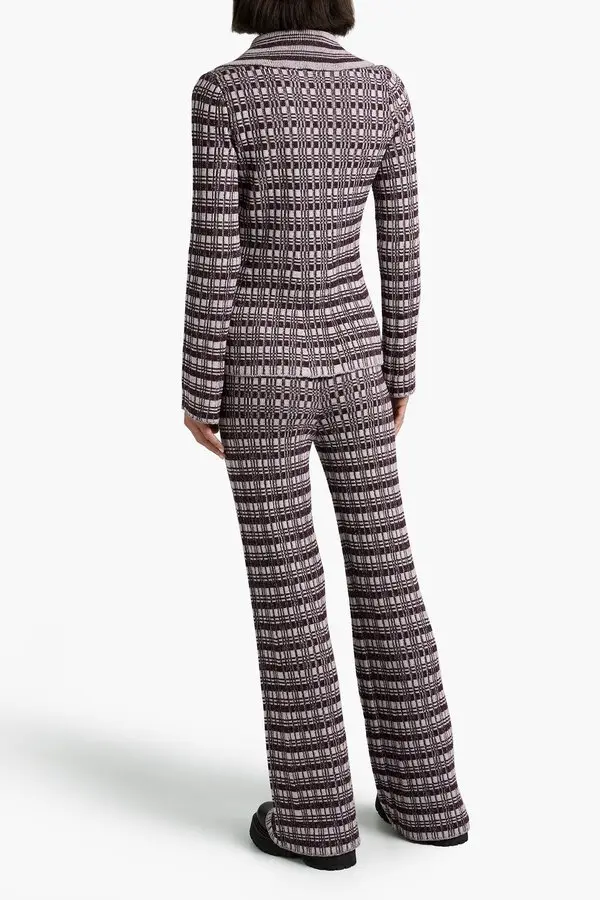 Cordova Chalet Checked Ribbed Merino Wool Flared Pants