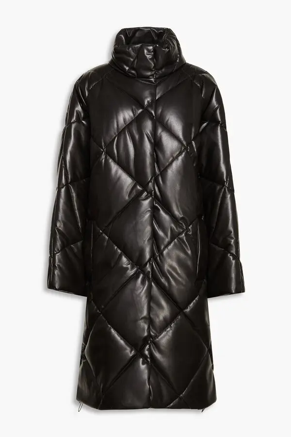 STAND STUDIO Anissa Quilted Faux Leather Down Coat - Black