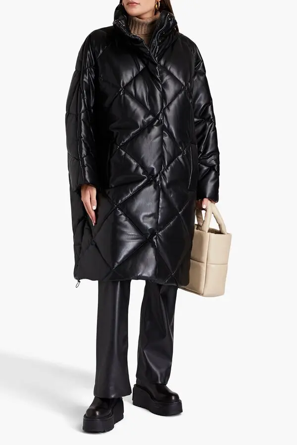 STAND STUDIO Anissa Quilted Faux Leather Down Coat