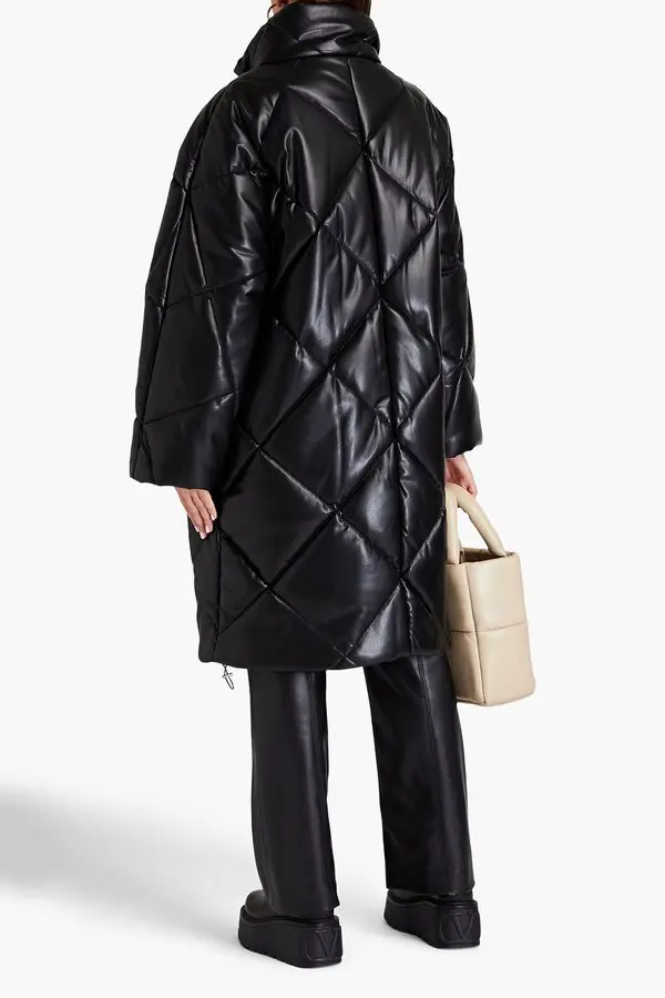 STAND STUDIO Anissa Quilted Faux Leather Down Coat