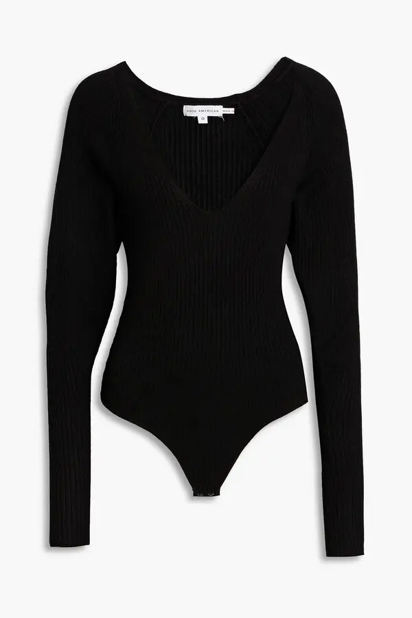 Good American Ribbed-knit Bodysuit - Black