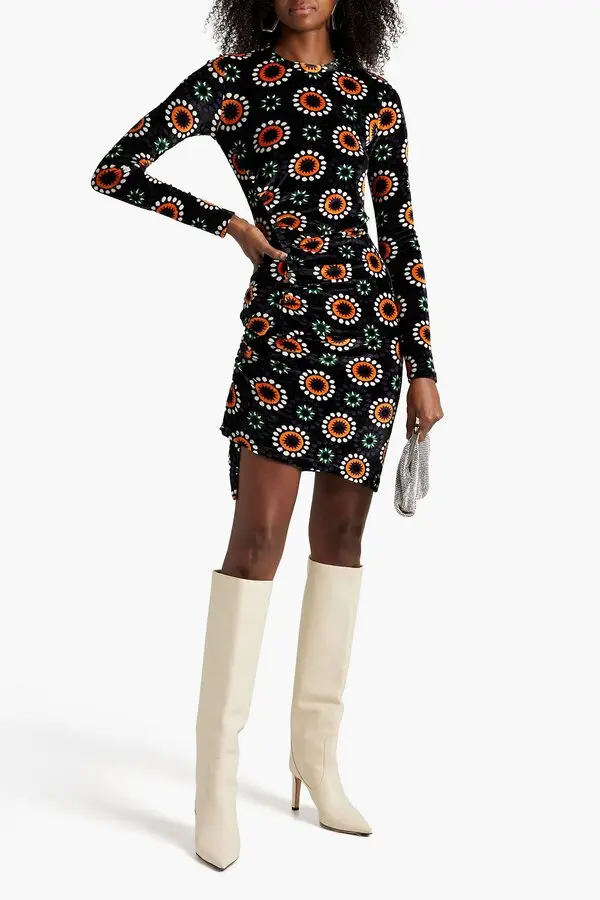 Rabanne Printed Velour Mini Skirt