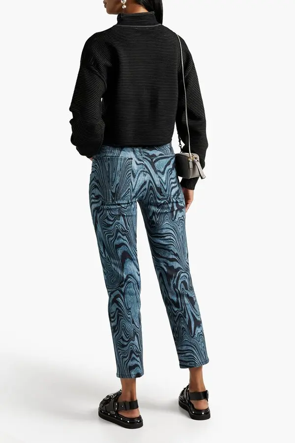 Good American Cropped Striped Cotton Turtleneck Top