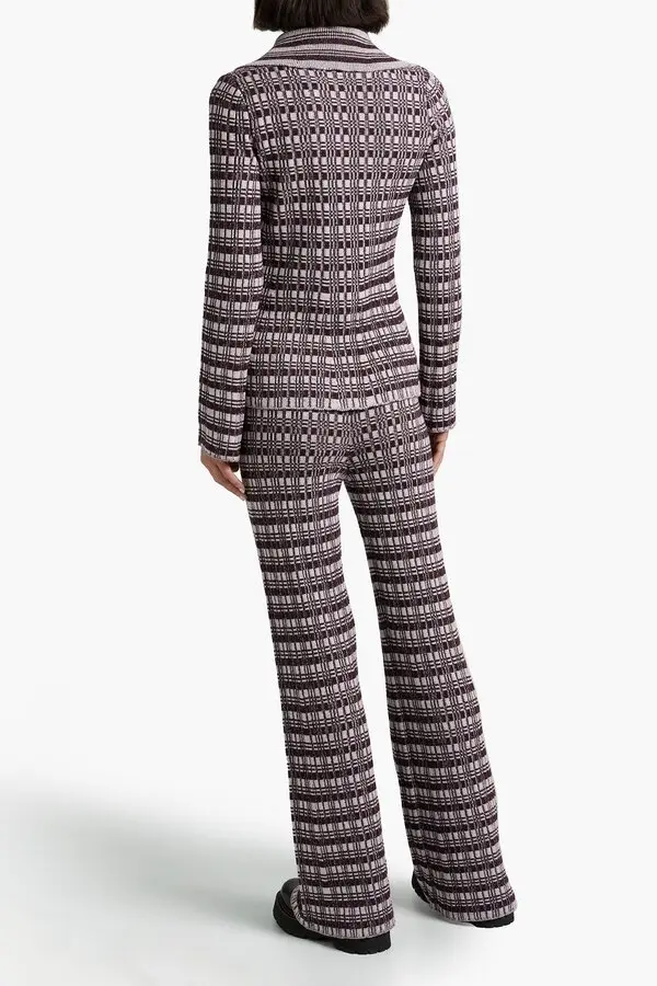 Cordova Chalet Checked Ribbed Merino Wool Cardigan