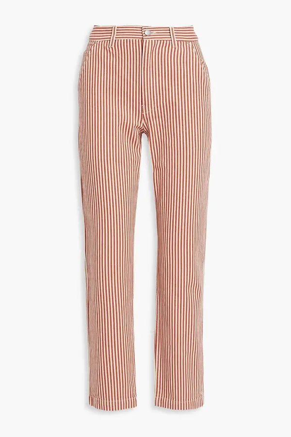ALEX MILL Striped High Rise Straight Leg Jeans - Red