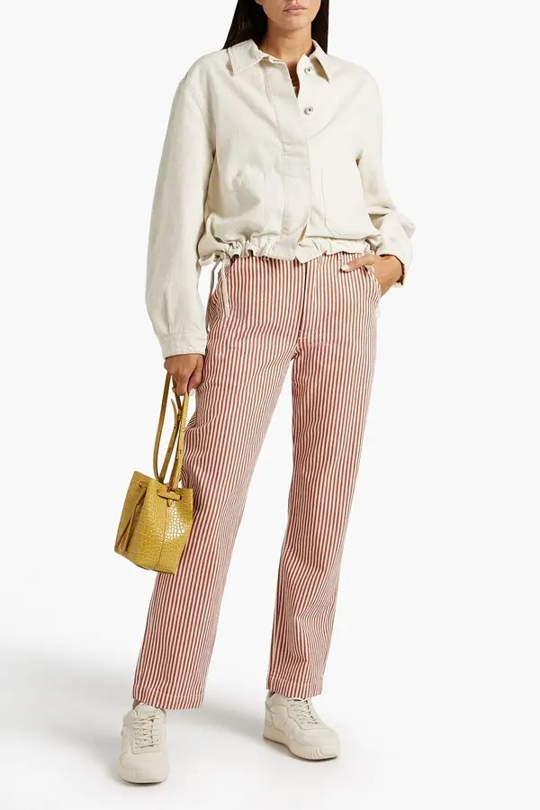 ALEX MILL Striped High Rise Straight Leg Jeans