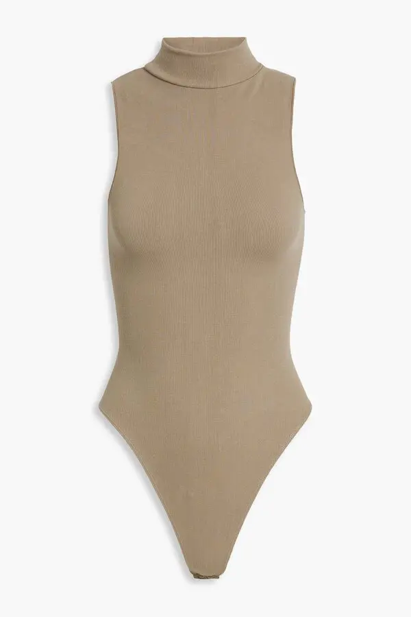 Good American Ribbed Jersey Bodysuit - Beige
