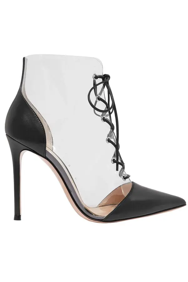 GIANVITO ROSSI Paneled Lace-up Ankle Boots