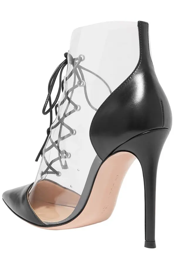 GIANVITO ROSSI Paneled Lace-up Ankle Boots