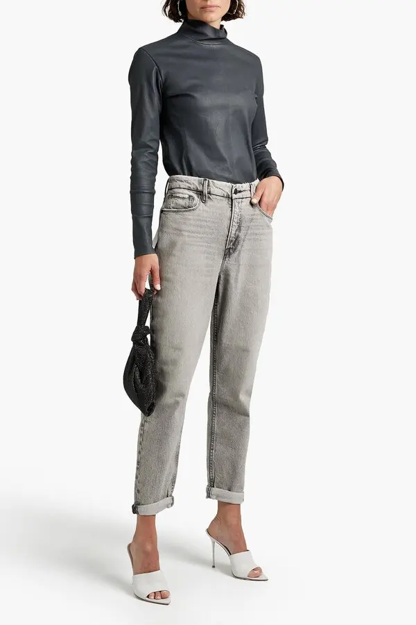 Good American Distressed High Rise Straight Leg Jeans