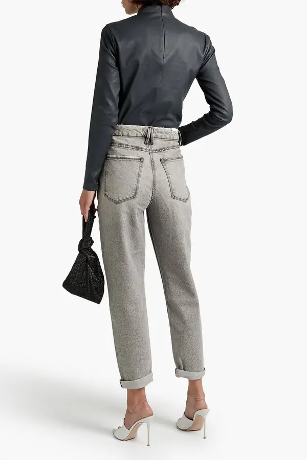 Good American Distressed High Rise Straight Leg Jeans