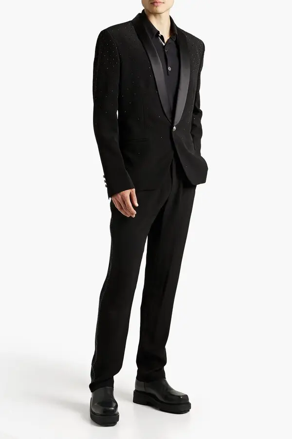 Balmain Crystalembellished Satintrimmed Crepe Tuxedo Jacket