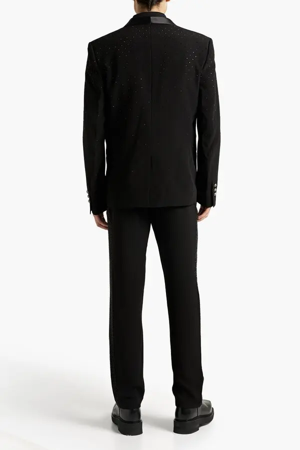 Balmain Crystalembellished Satintrimmed Crepe Tuxedo Jacket