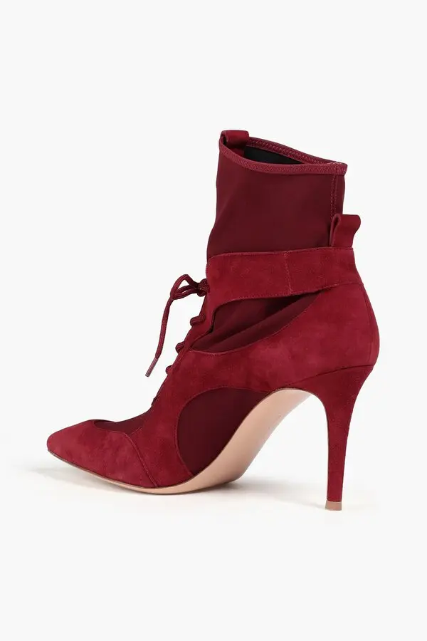 GIANVITO ROSSI Suede And Stretch-knit Paneled Sock Boots