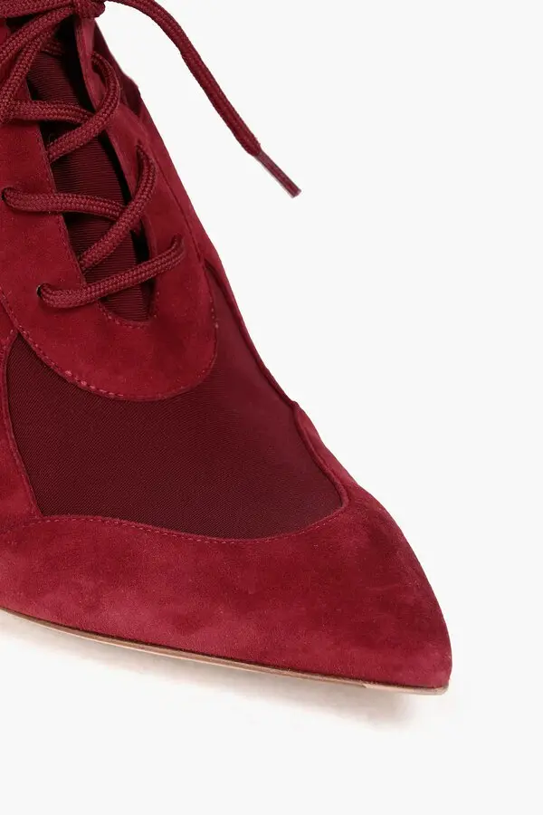 GIANVITO ROSSI Suede And Stretch-knit Paneled Sock Boots