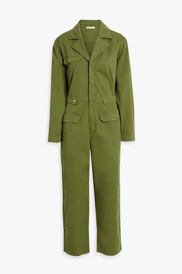 Good American Organic Cotton-blend Twill Jumpsuit - Leaf Green
