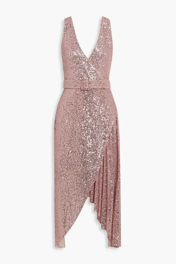 strapless open back dress Pink Faux Wrap Bow Detail Flowy Mini Dress