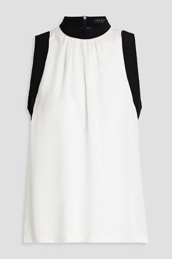 Rag & Bone Tallulah Gathered Silk Crepe De Chine Top