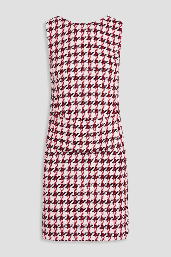 Oscar De La Renta Houndstooth Cotton-blend Tweed Mini Dress