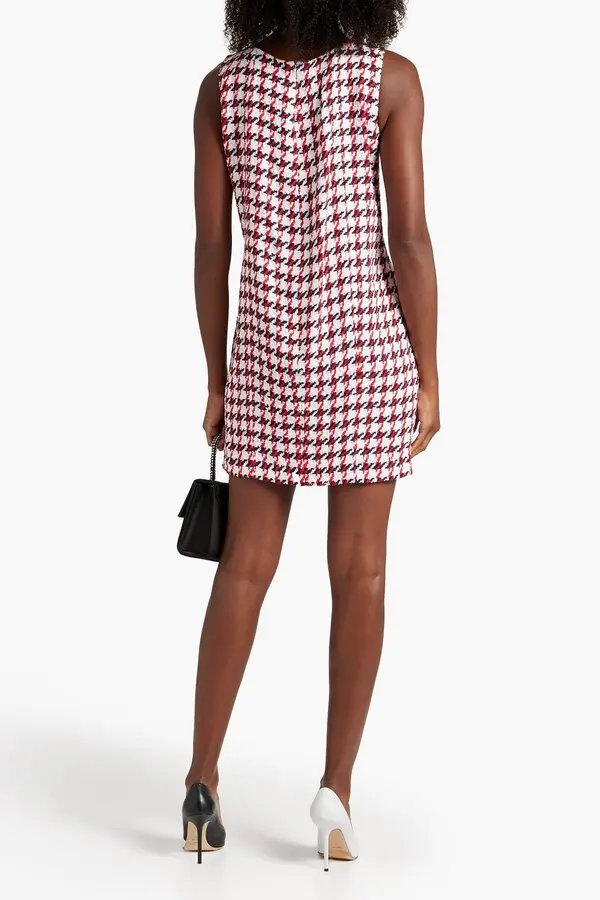 Oscar De La Renta Houndstooth Cotton-blend Tweed Mini Dress