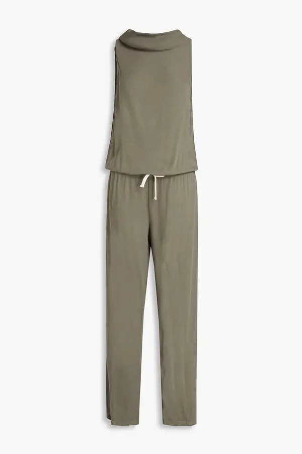 Monrow Draped Crepe Jumpsuit - Army Green