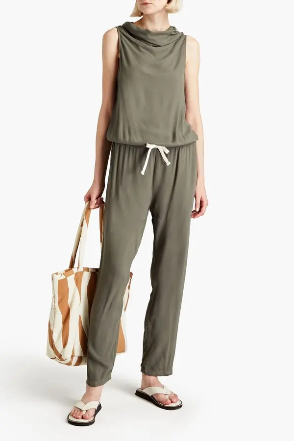 Monrow Draped Crepe Jumpsuit