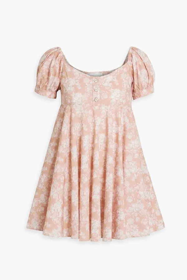 Caroline Constas Dina Floral-Print Cotton-Blend Poplin Mini Dress In Peach  - 85% Off | Editorialist