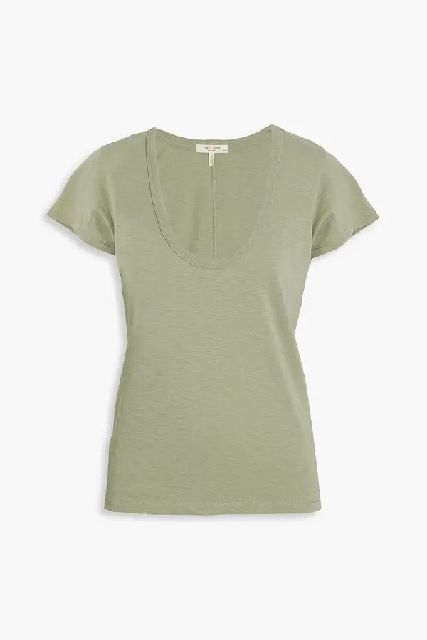 Rag & Bone U Neck Slub Organic Pima Cottonjersey Tshirt - Sage Green