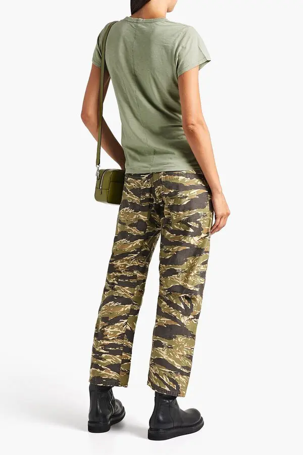 Rag & Bone Slub Organic Pima Cotton Jersey U-neck T-shirt - Sage Green